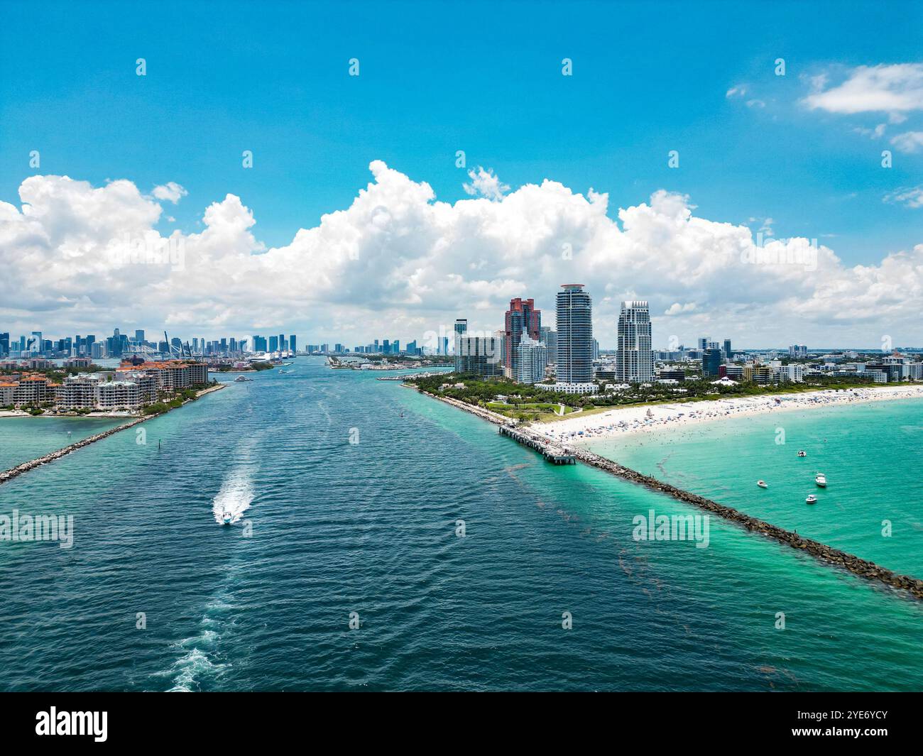 Aerial view of South Pointe Park. Miami Beach. Florida. USA. Aerial ...