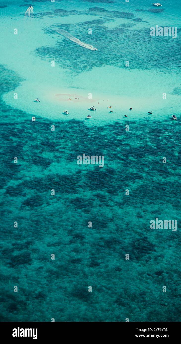 Great Barrier Reef from above off the Coast of Port Douglas Stock Photo ...