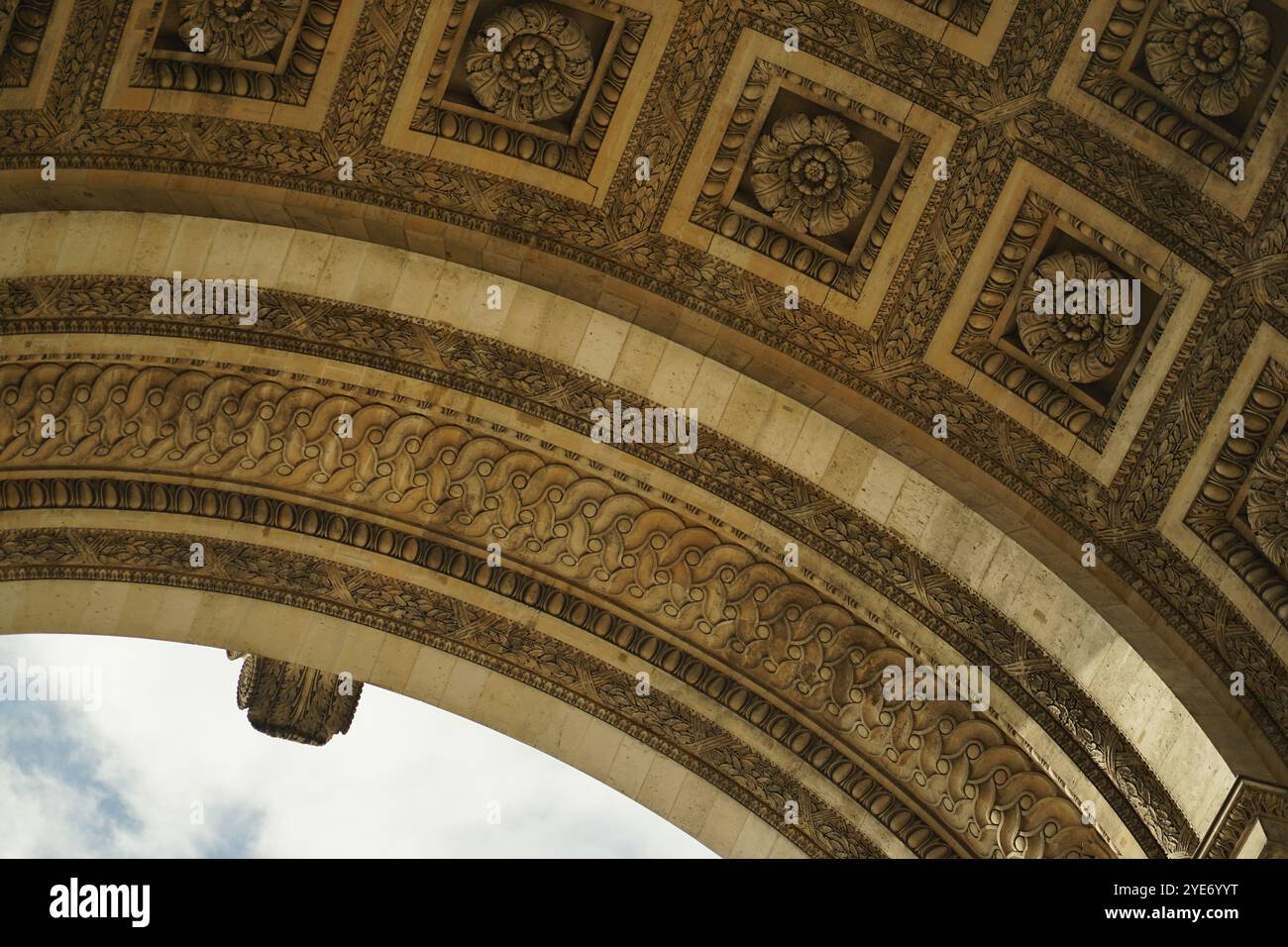 Closeup Architecture on the Arc de Triomphe at Arc de Triomphe, Pl ...