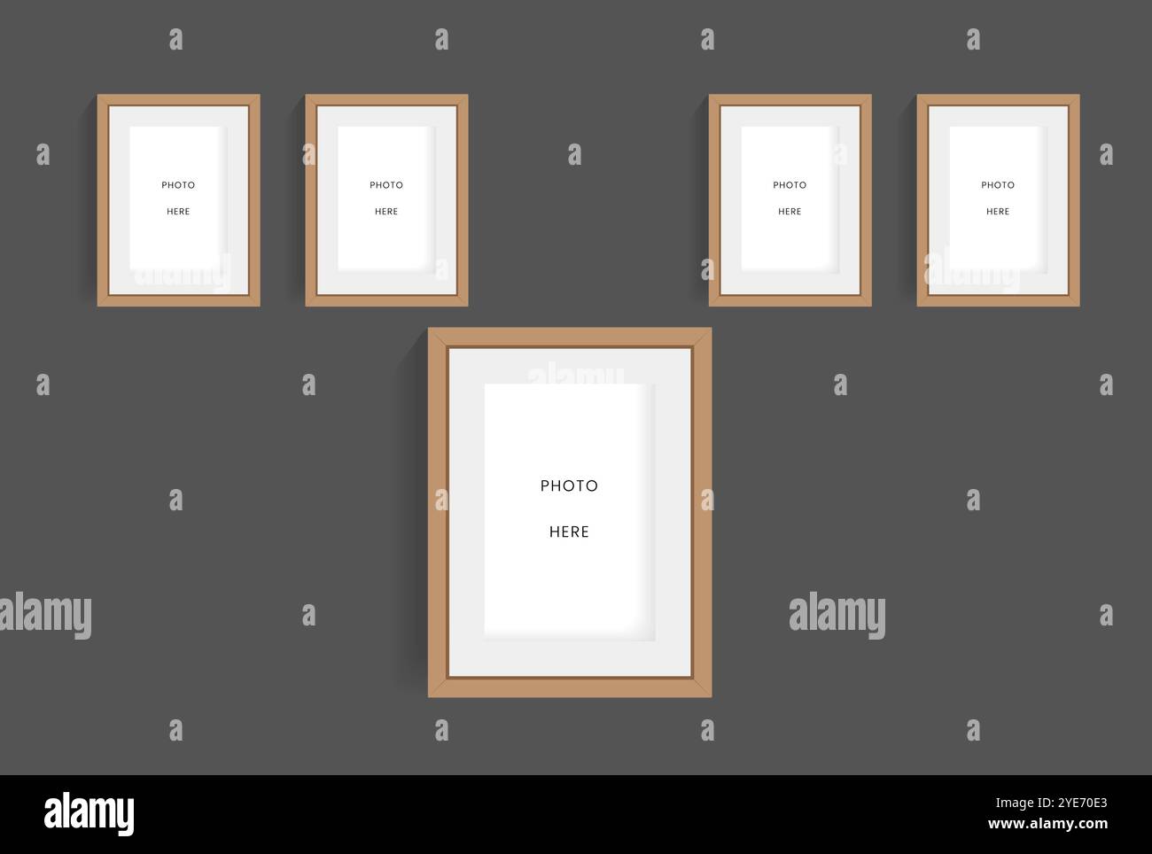 The realistic brown photo frame design. and Five frames of photo vector ...