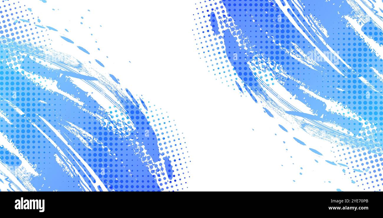 Blue Gradient Brush Texture Background with Halftone Effect. Vibrant ...