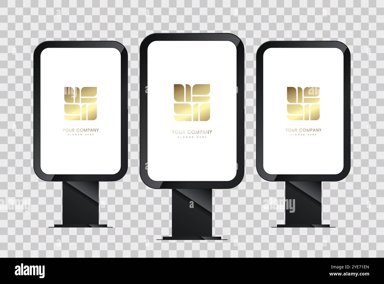 Groups of LED screen display mock up design and vertical blank template ...