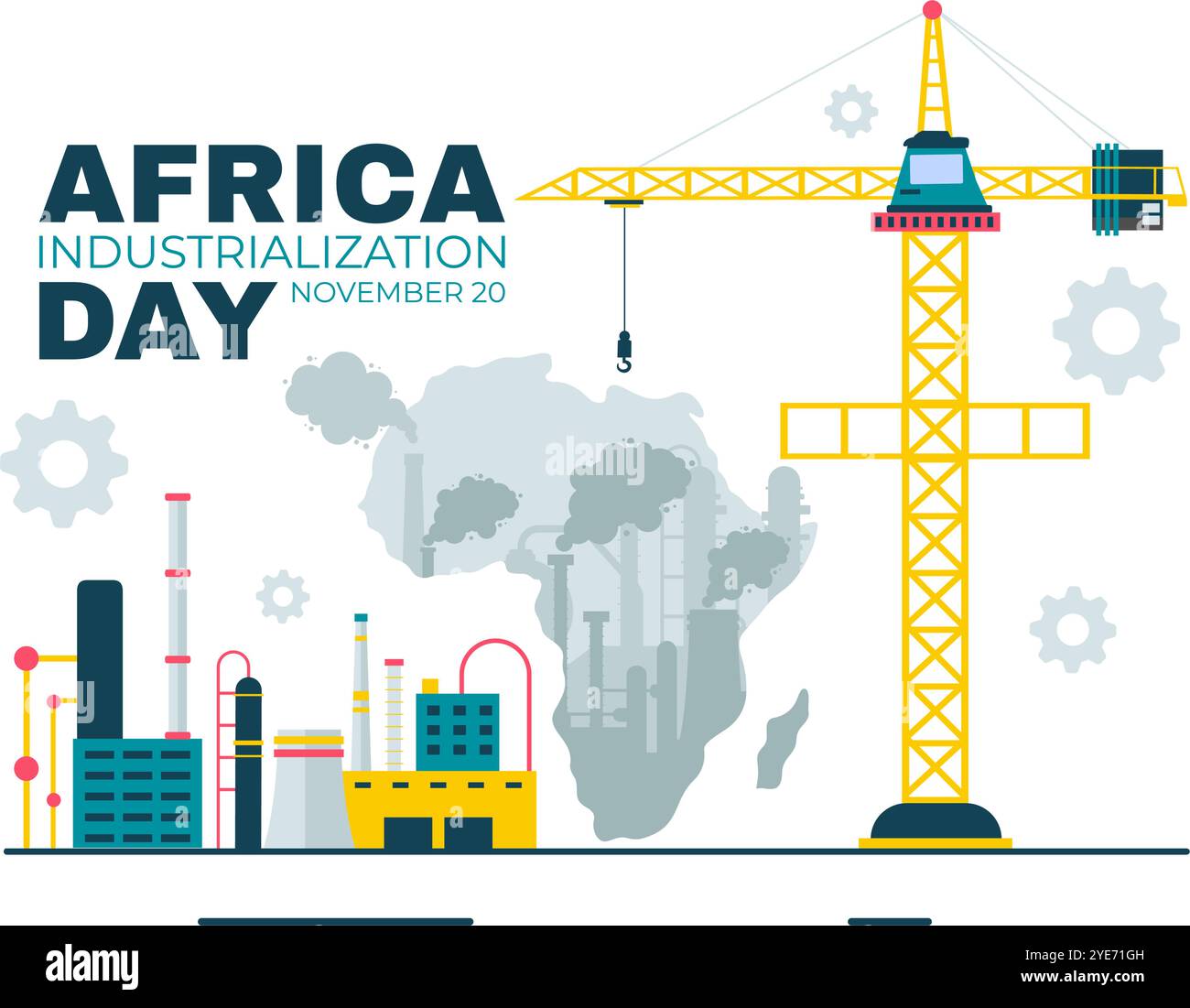 African Industrialization Day Vector Illustration of a Factory Building ...