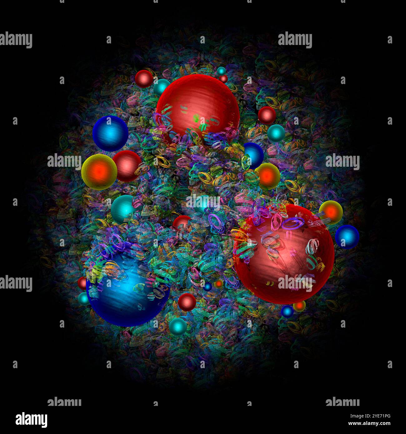 Conceptual illustration of the mayhem of valence quarks, the quarks and ...