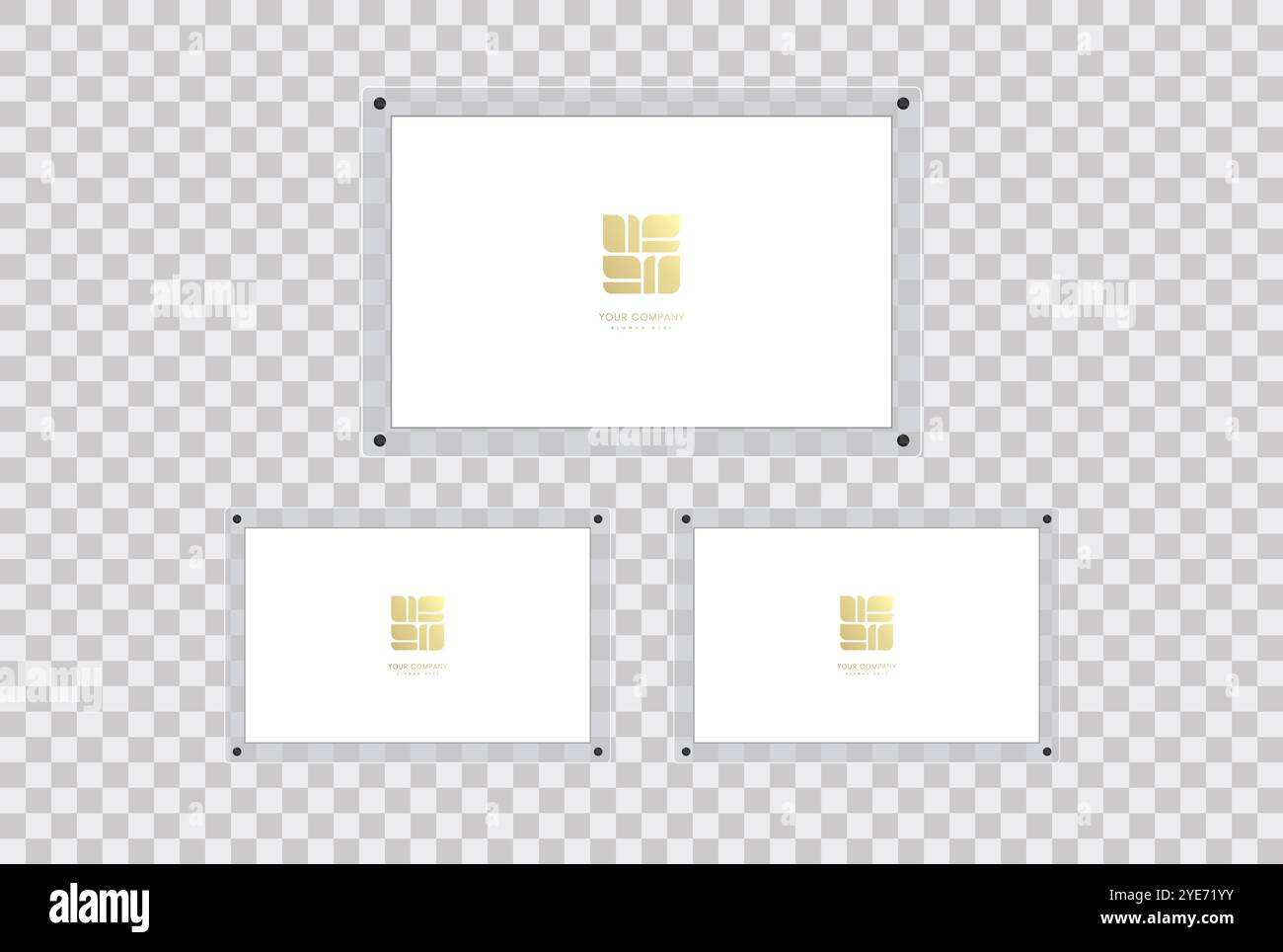 Three Acrylic frames mockup in glass plate, used for poster, stickers ...