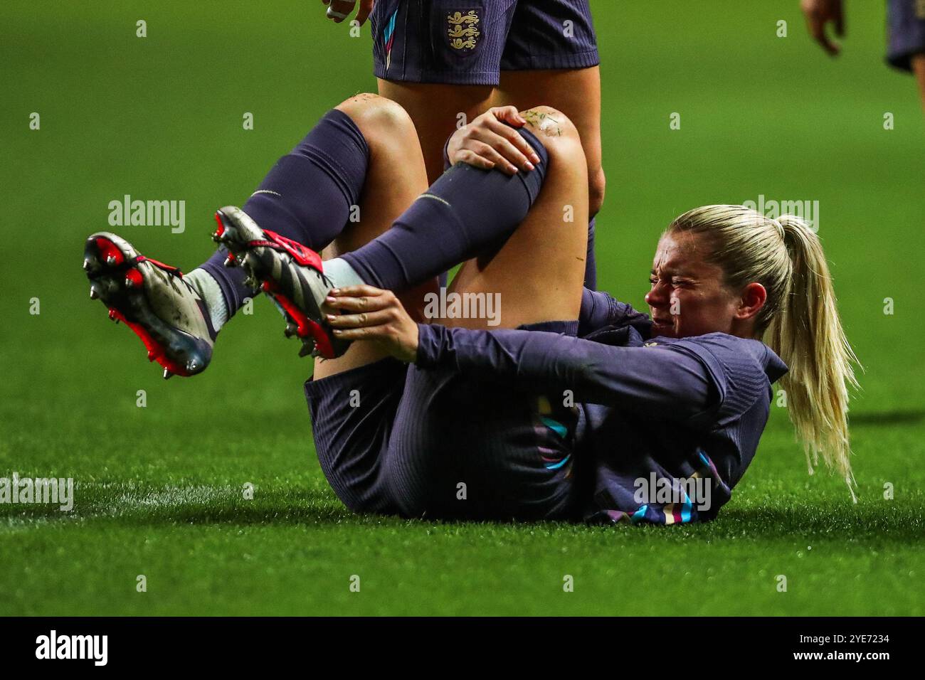 Alessia Russo of England goes down with injury during the Women's ...