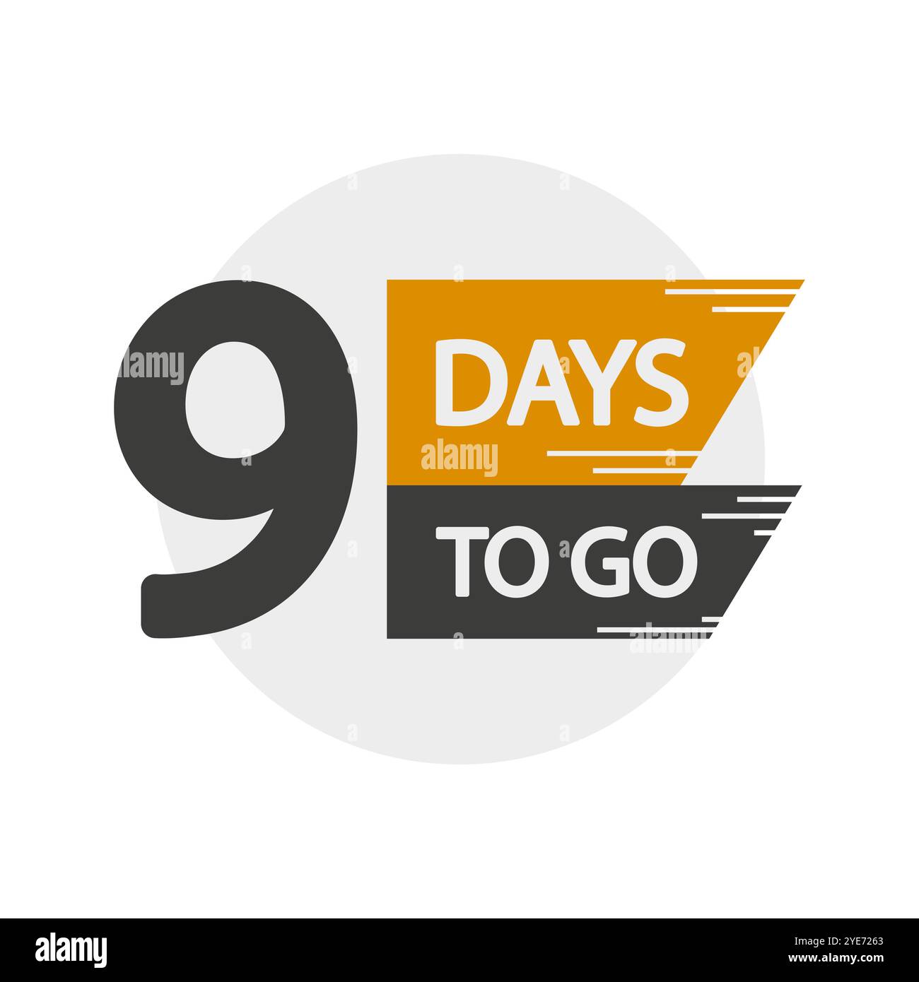 Number nine focus. Bold 9 days text. Yellow and gray banner. Vector ...