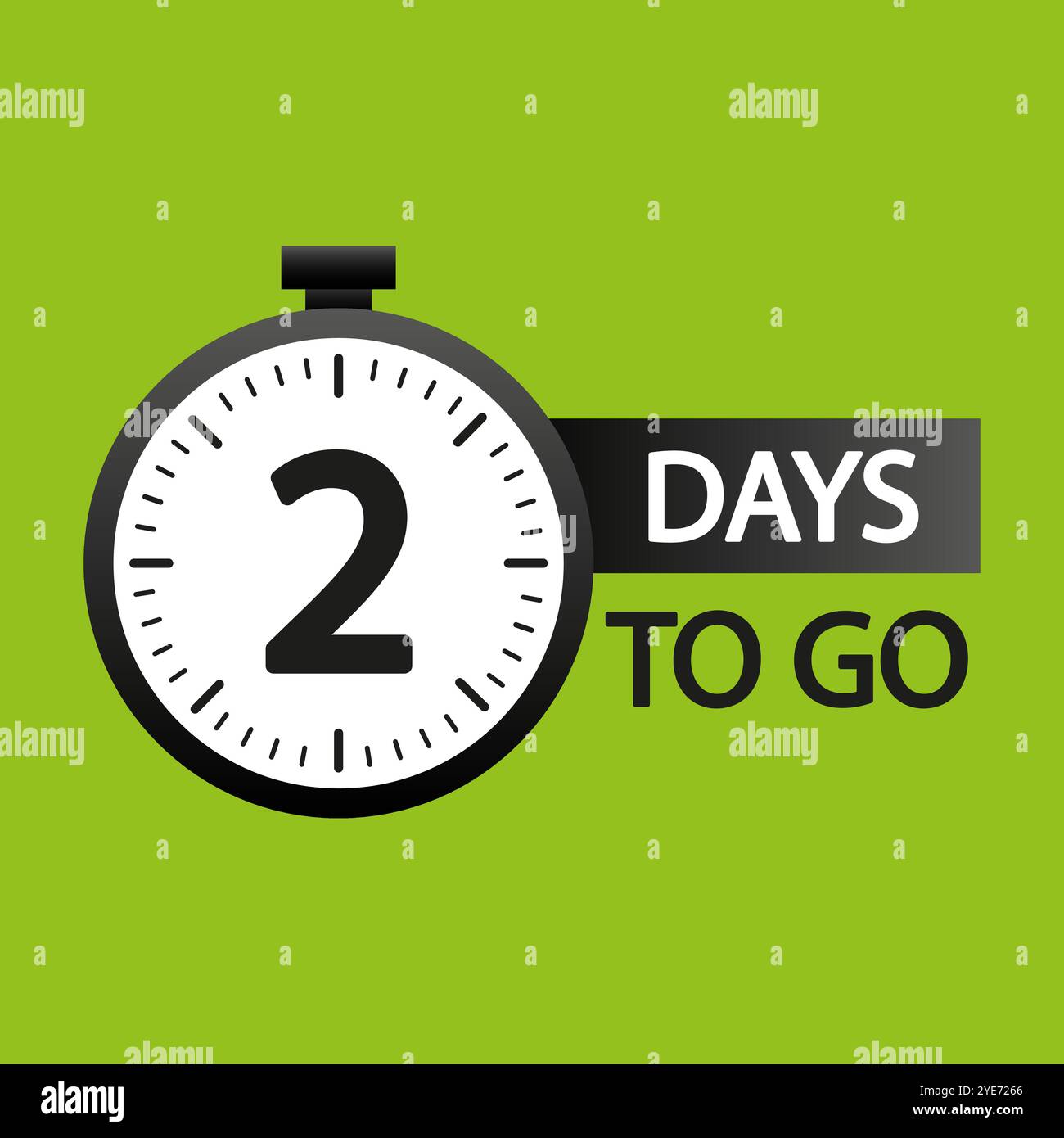 Countdown number two. Timer clock symbol. Bold 2 days to go. Vector ...