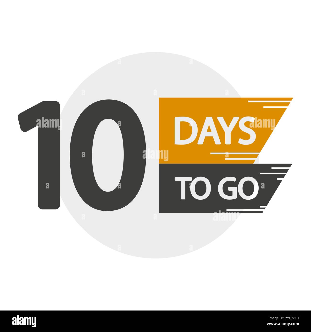 Countdown number ten. Bold 10 days to go. Vector black and yellow ...
