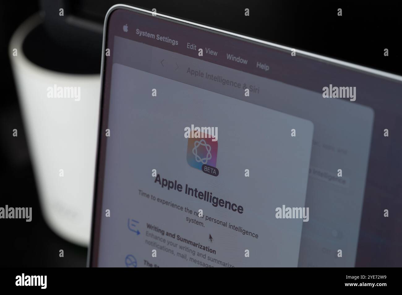 New York, USA - October 29, 2024: Set up apple intelligence service on ...