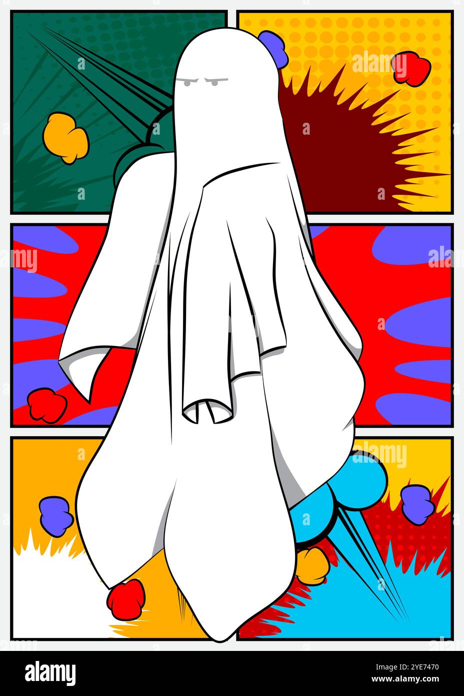 Cartoon Ghost, comic book Paranormal Entity. Retro vector comics pop ...