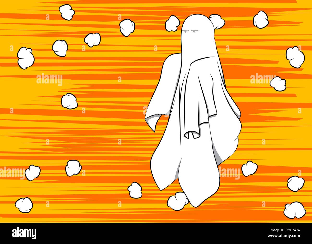 Cartoon Ghost, comic book Paranormal Entity. Retro vector comics pop ...