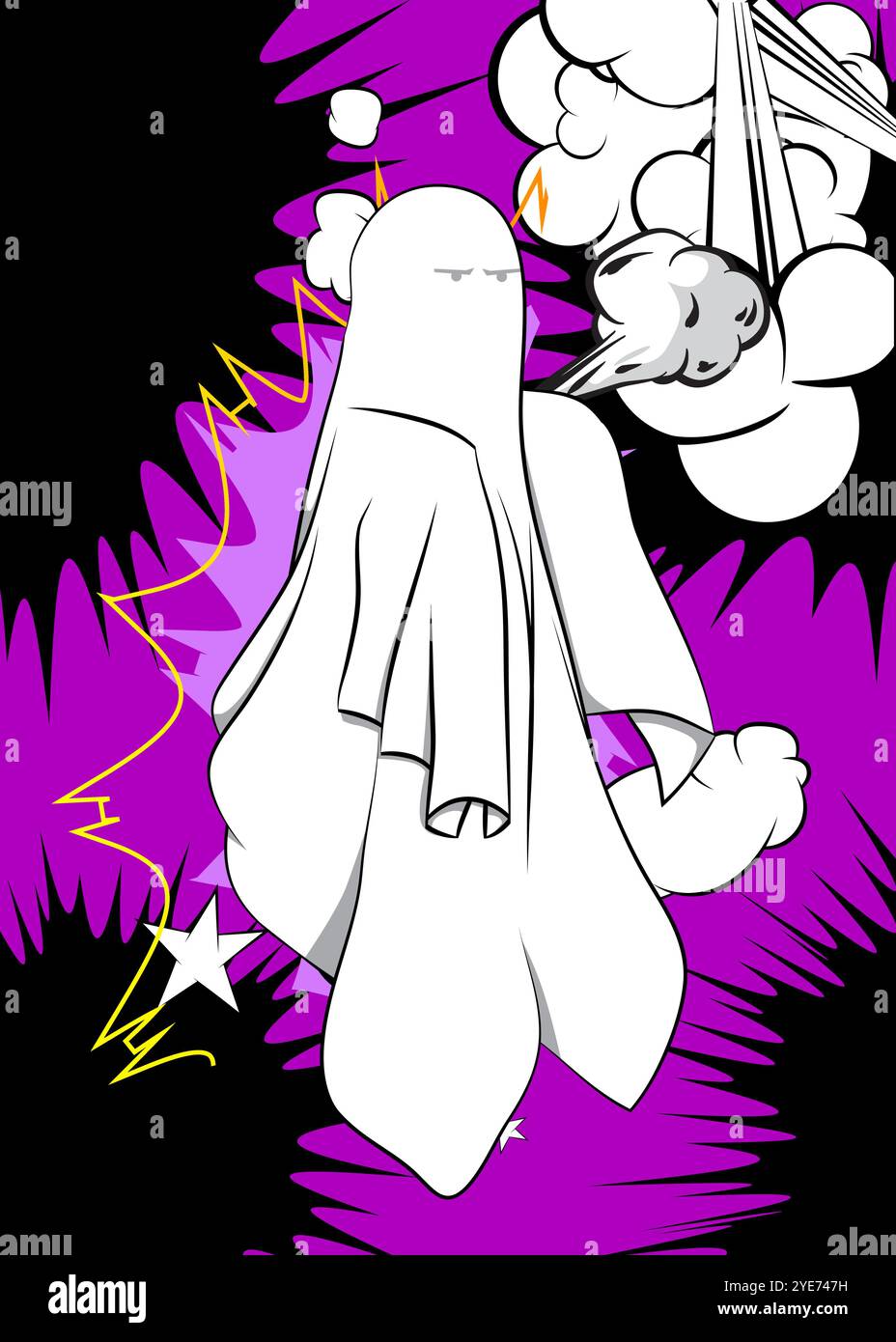 Cartoon Ghost, comic book Paranormal Entity. Retro vector comics pop ...