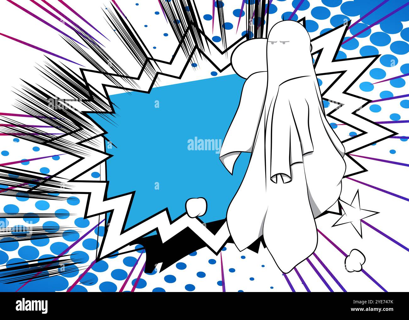 Cartoon Ghost, comic book Paranormal Entity. Retro vector comics pop ...