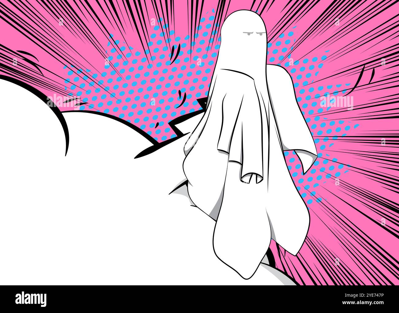 Cartoon Ghost, comic book Paranormal Entity. Retro vector comics pop ...