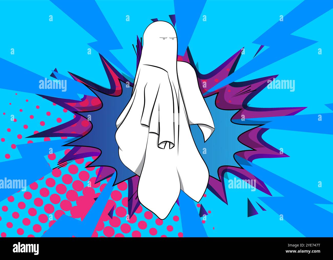 Cartoon Ghost, comic book Paranormal Entity. Retro vector comics pop ...