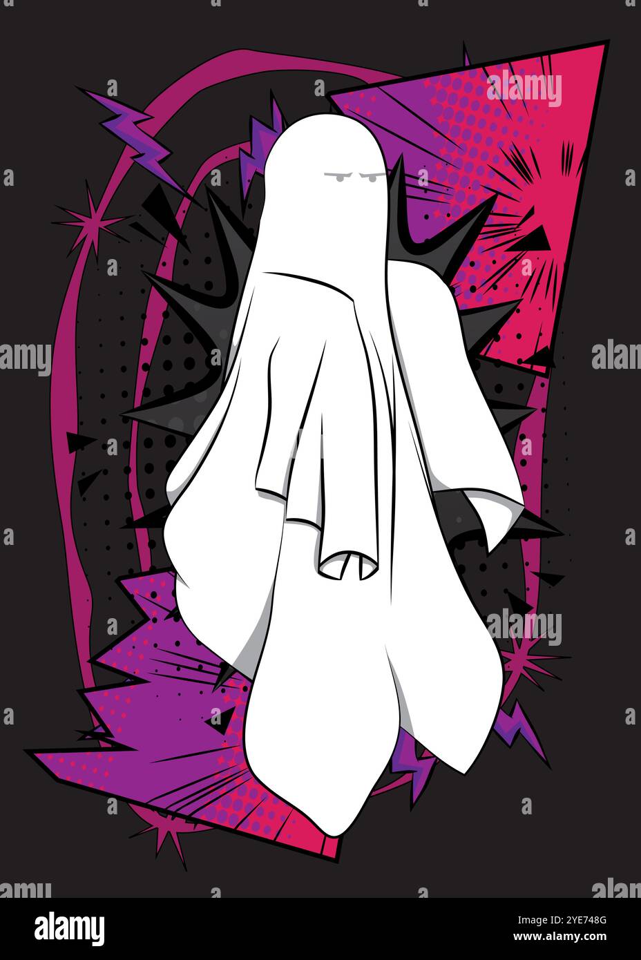 Cartoon Ghost, comic book Paranormal Entity. Retro vector comics pop ...