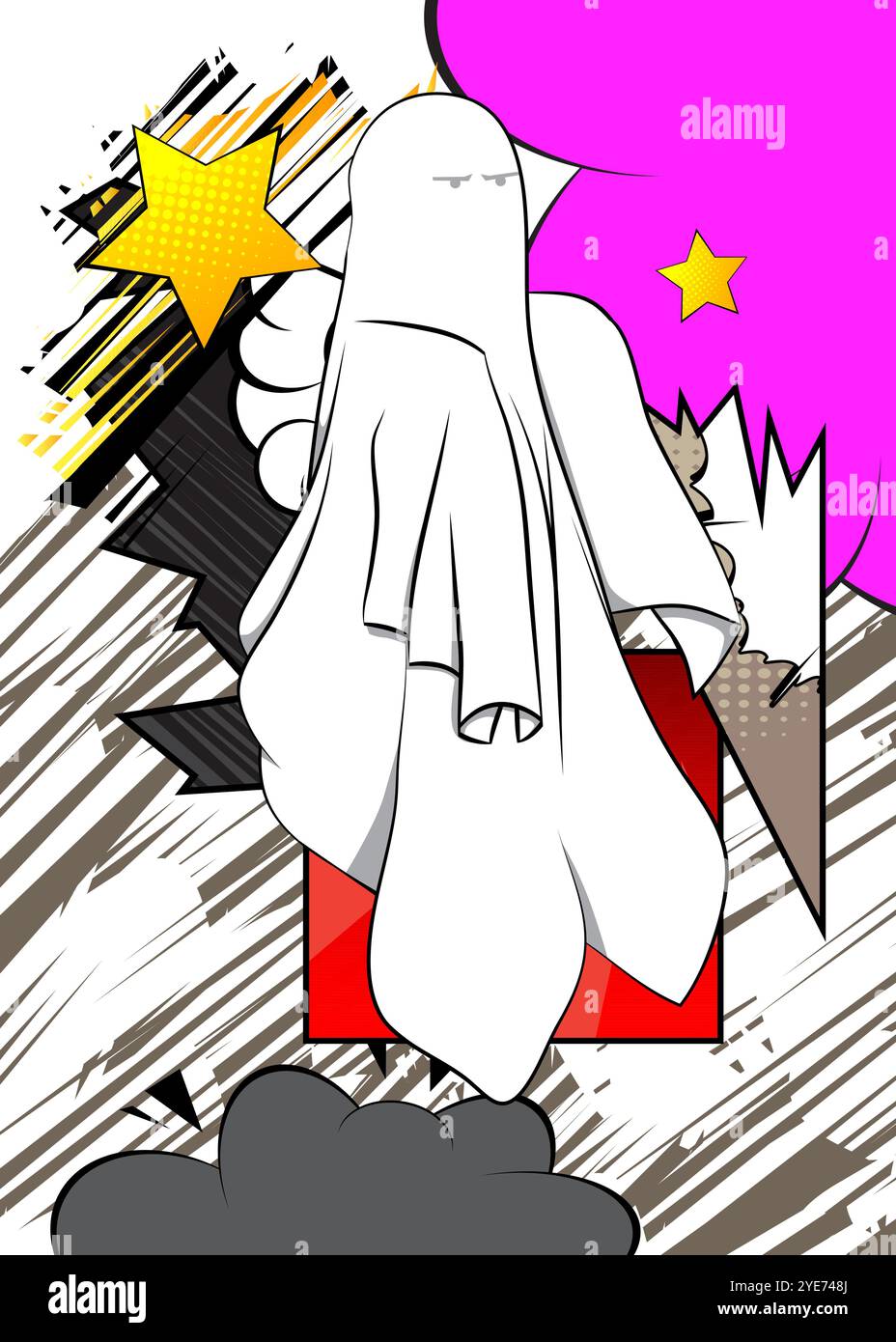 Cartoon Ghost, comic book Paranormal Entity. Retro vector comics pop ...