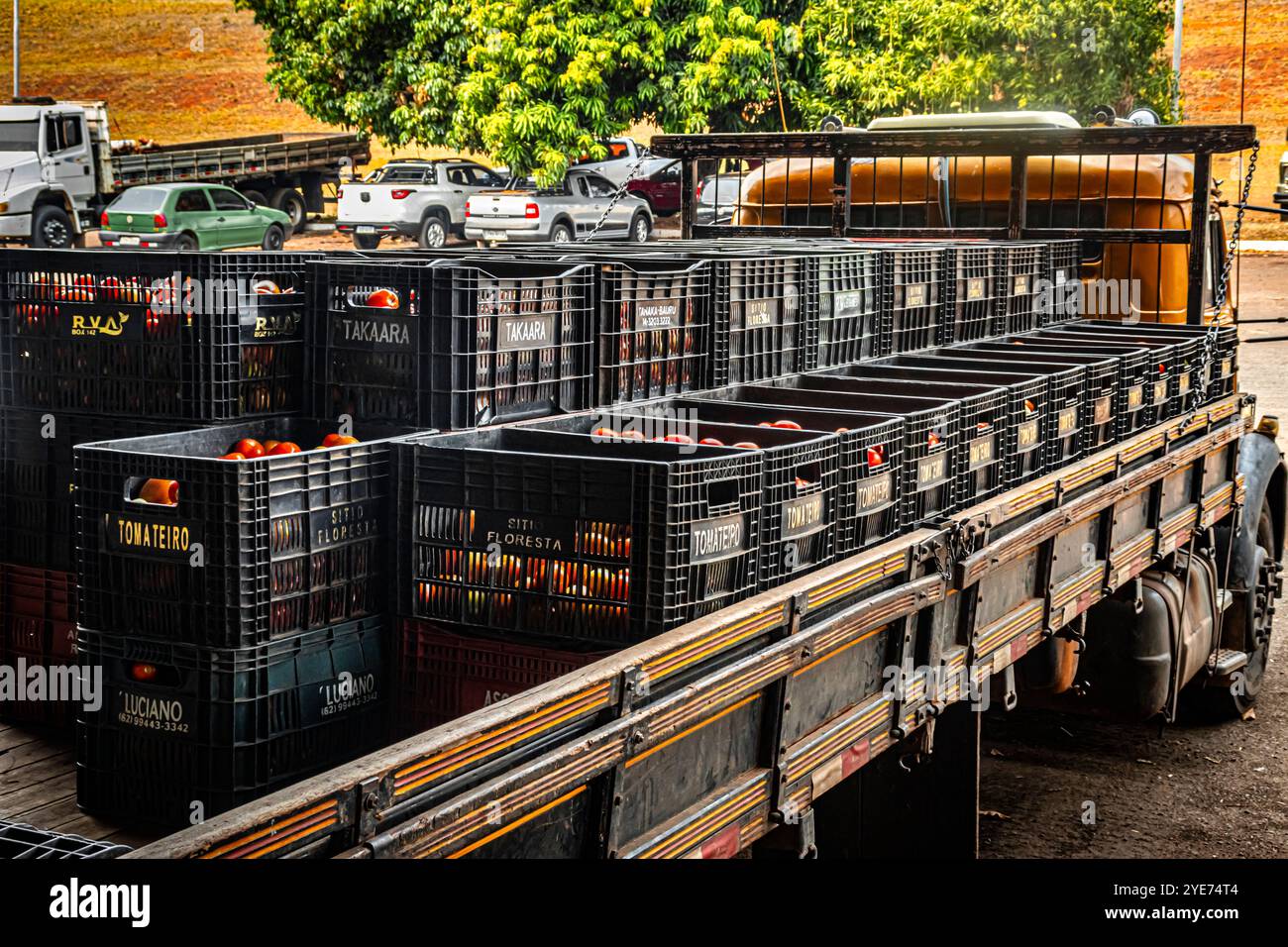Marilia, Sao Paulo, Brazil, October 03, 2024. Truck loaded with plastic ...