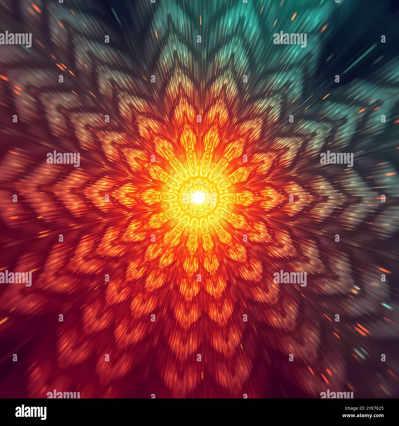 Psychedelic Fractal Mandala Abstract with Cosmic Symmetry and ...