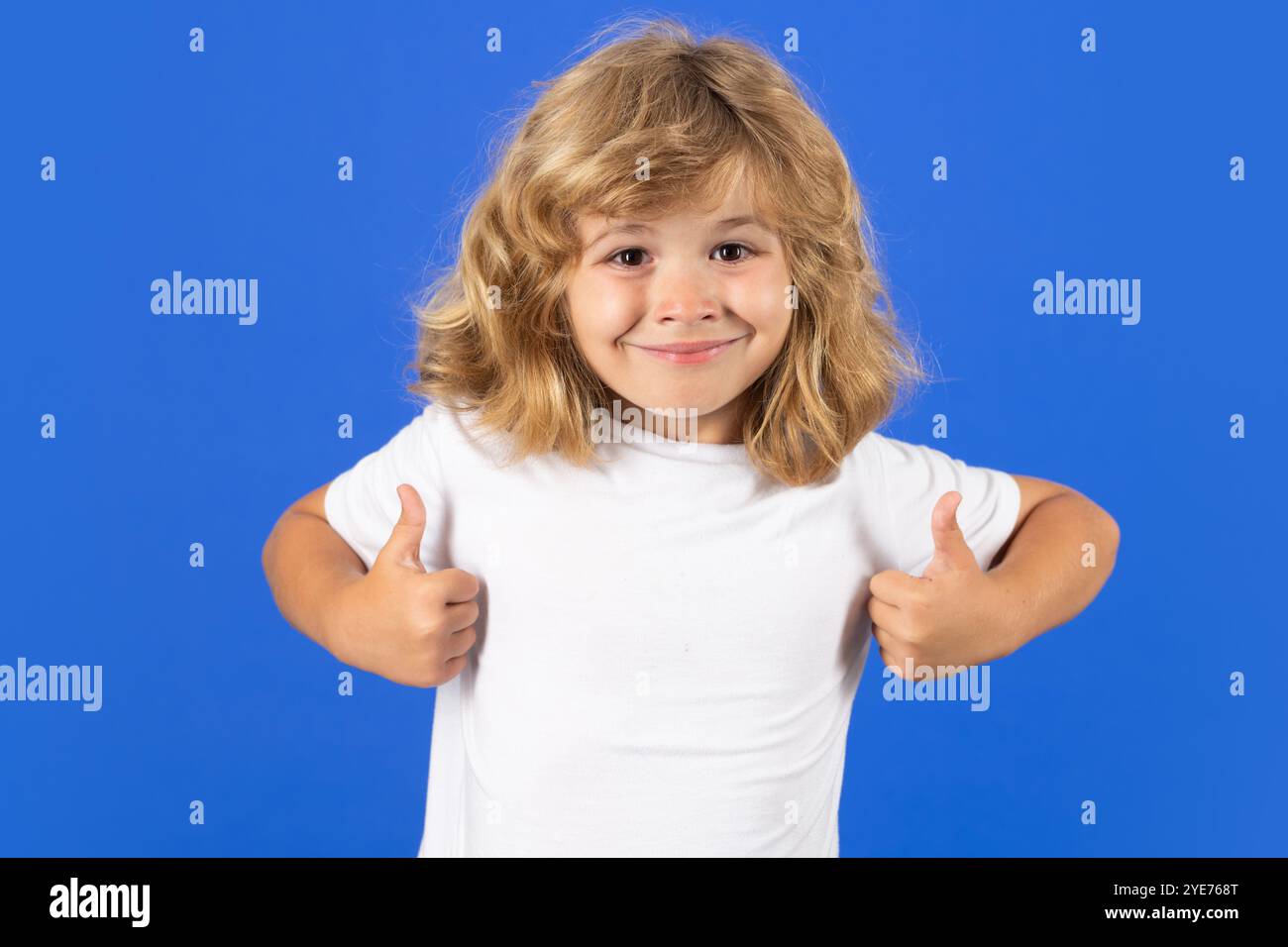 Portrait of cute smiling child, isolated studio background. Happy kid ...