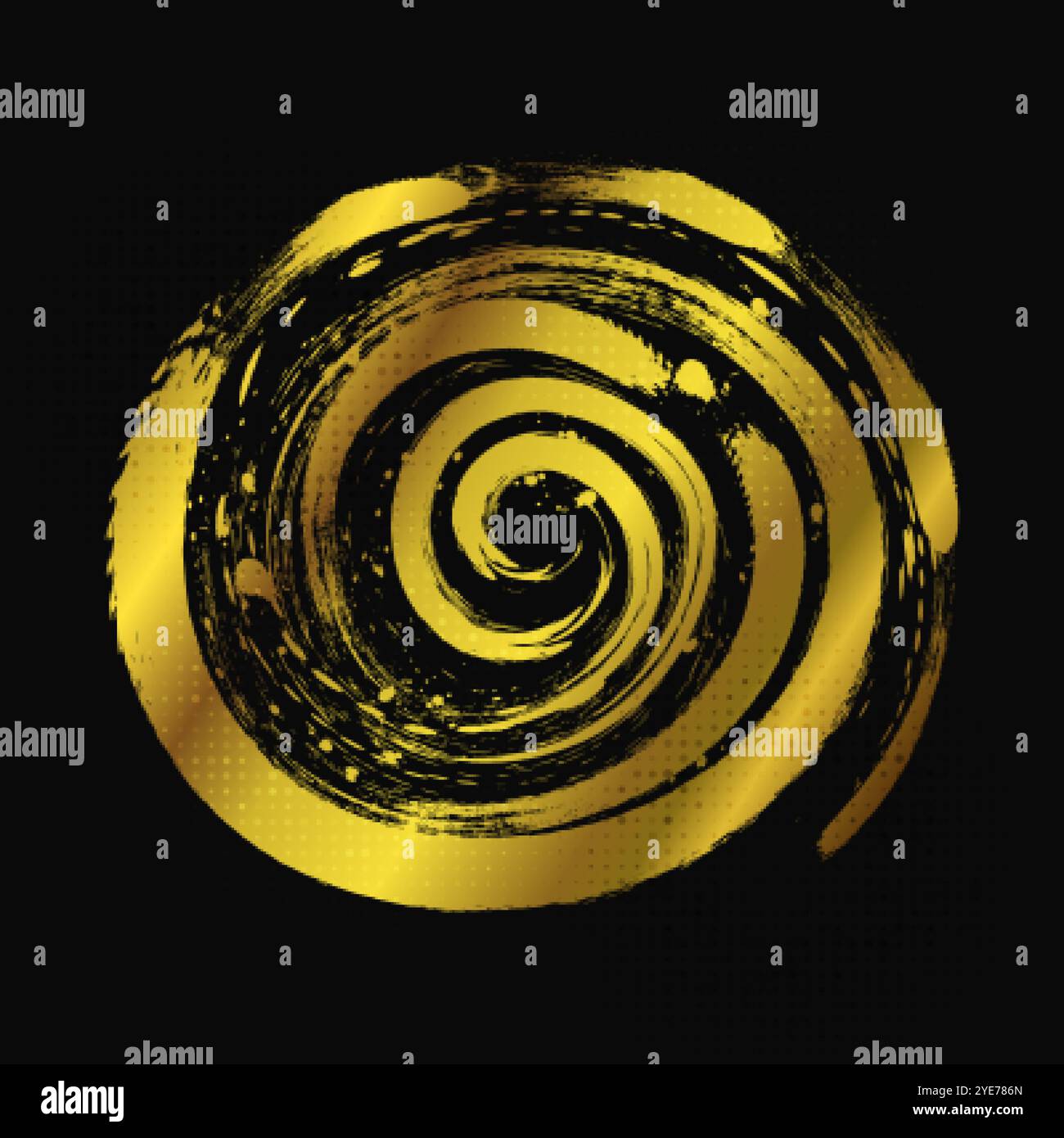 Gold Twirl Brush Strokes with Texture Effect Isolated on Black ...
