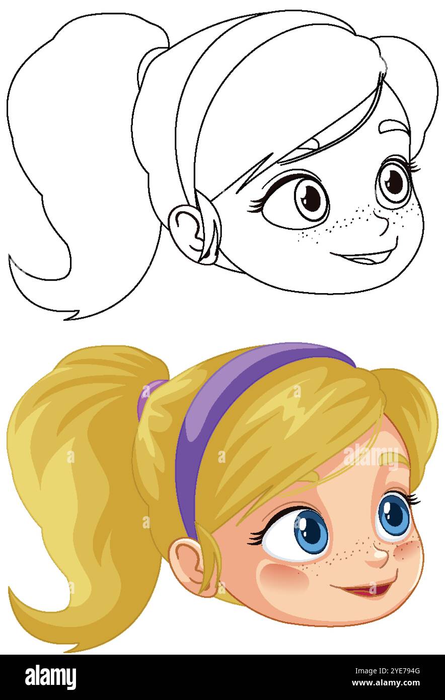 Illustration of a happy girl with ponytail Stock Vector Image & Art - Alamy