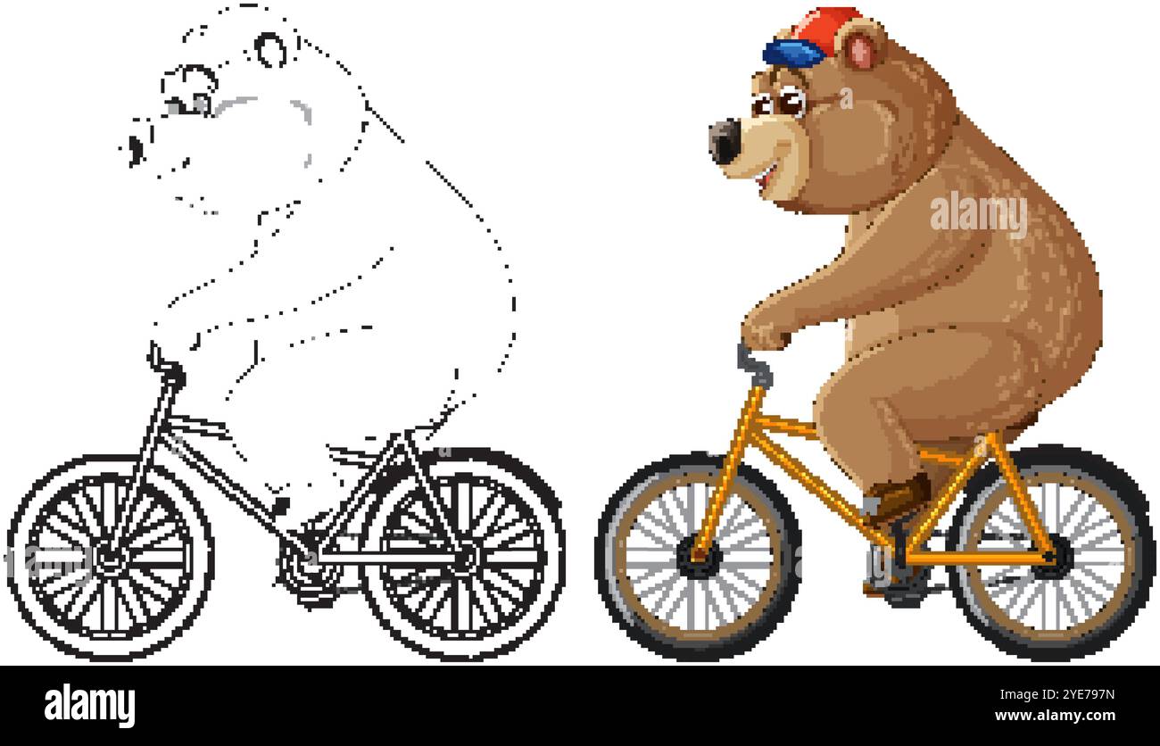 Bear on bike Stock Vector Images - Alamy