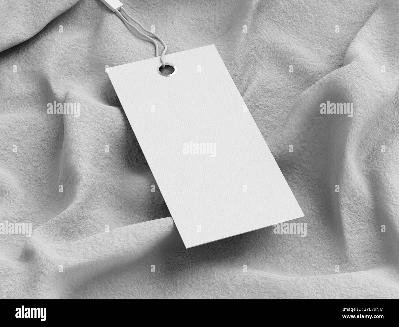 Realistic Hang Tag Display on Subtle Fabric Texture Mockup 3D Rendering ...