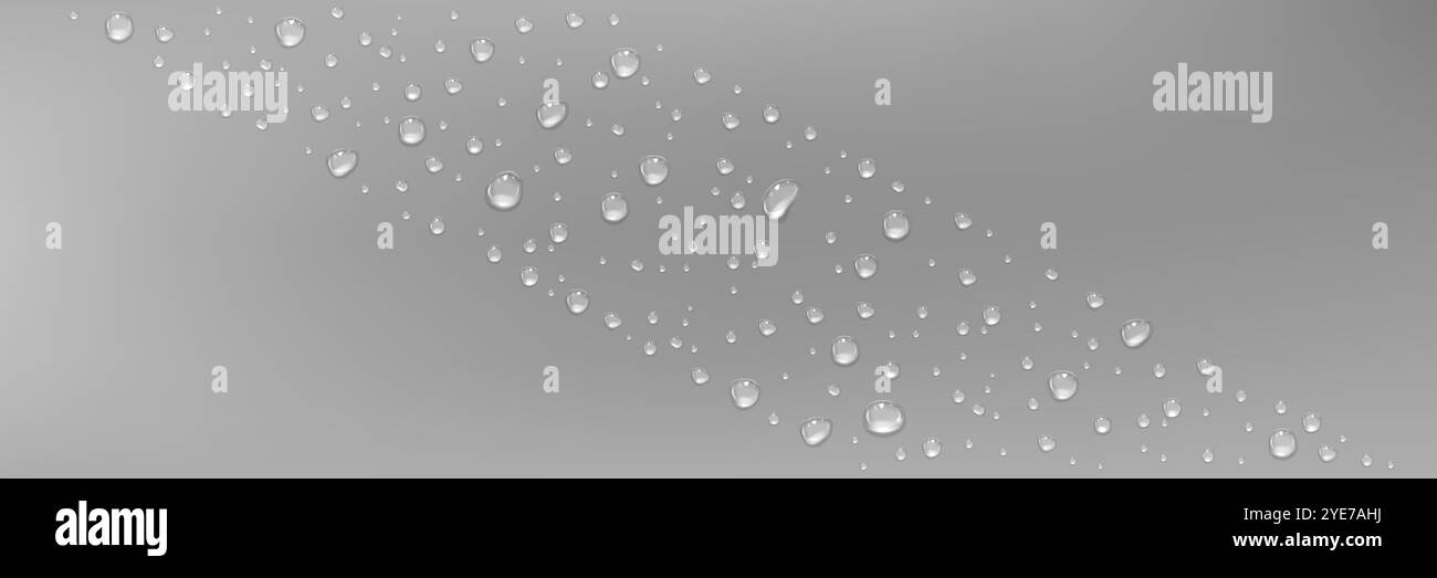 Water droplets on gray glossy surface. Background with diagonal ...