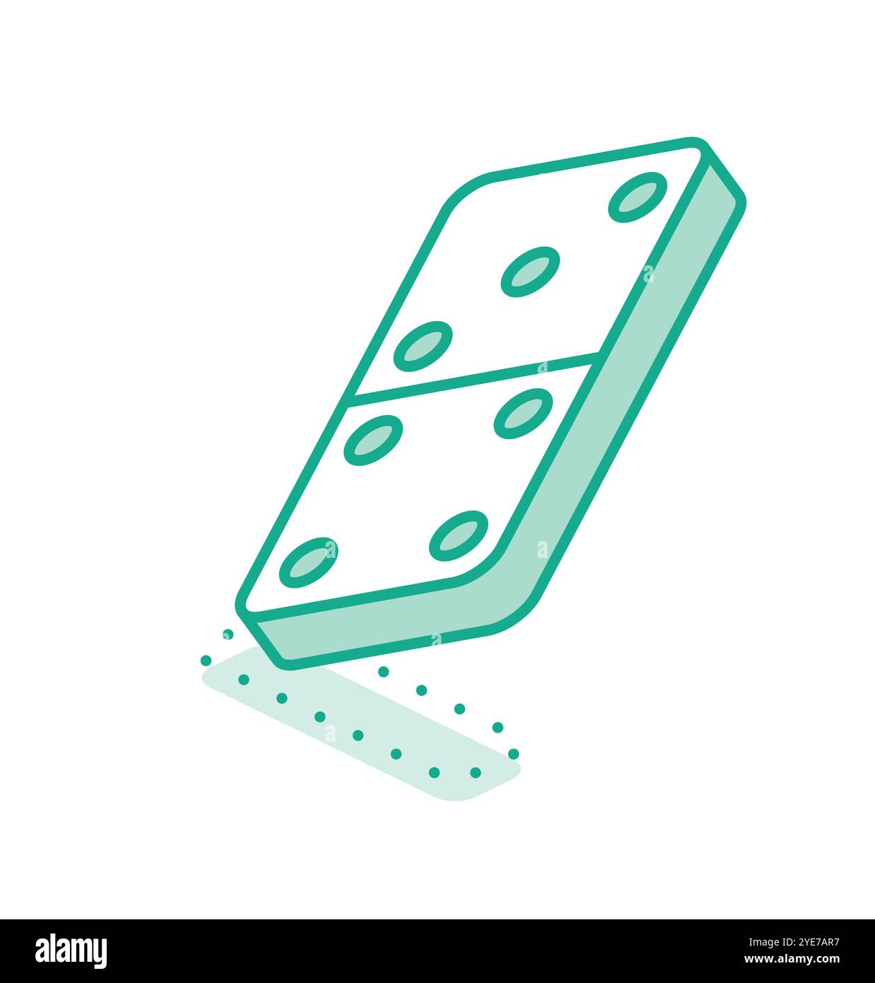 Isometric domino. Vector illustration. Outline object isolated on white ...