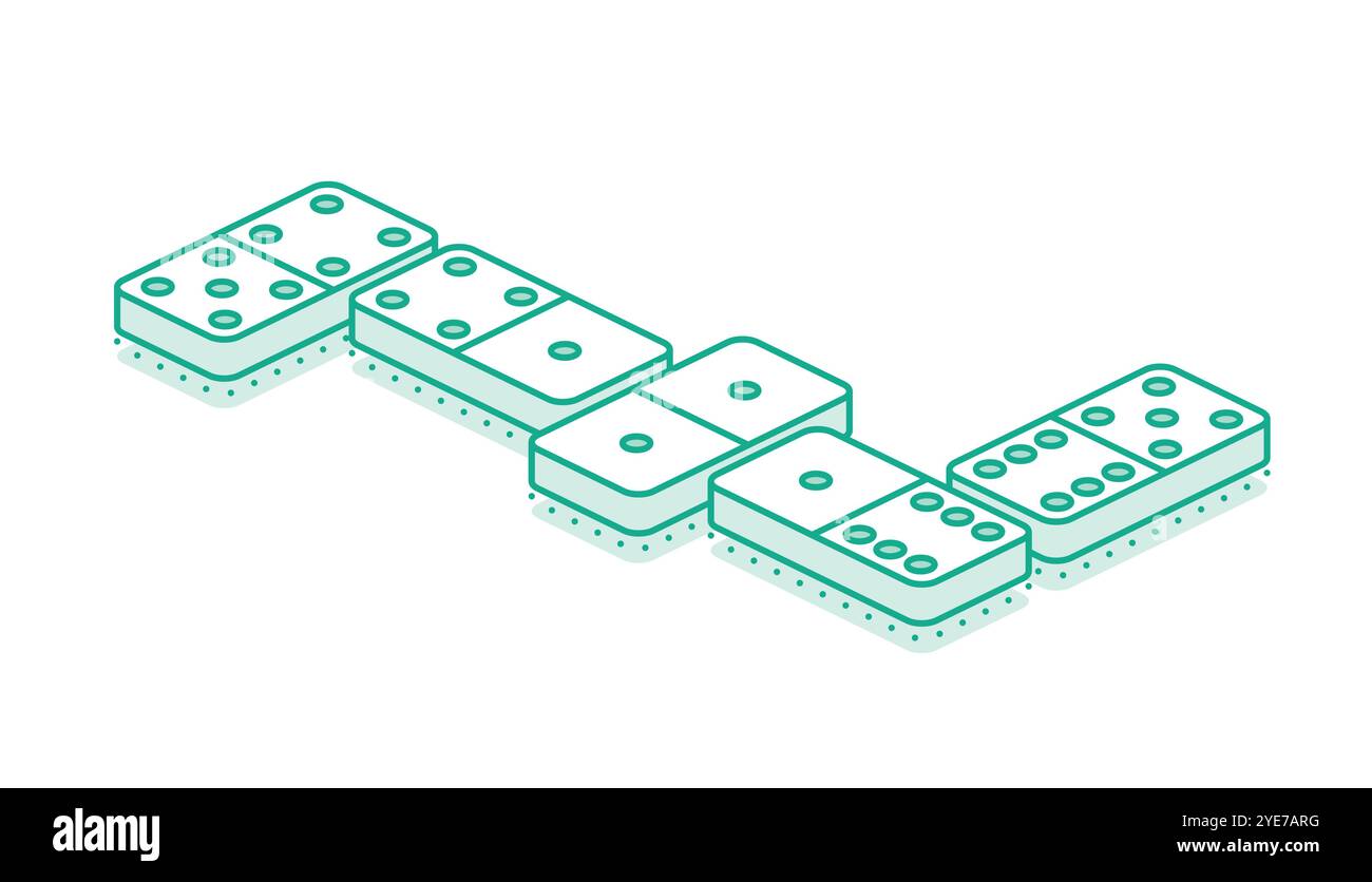 Isometric dominoes game. Casino. Vector illustration. Outline objects ...