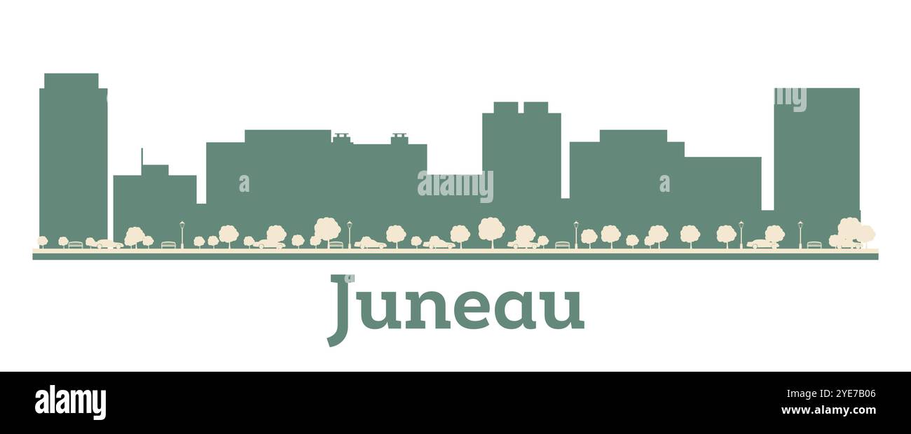 Abstract Juneau Alaska city Skyline silhouette with Color Buildings ...