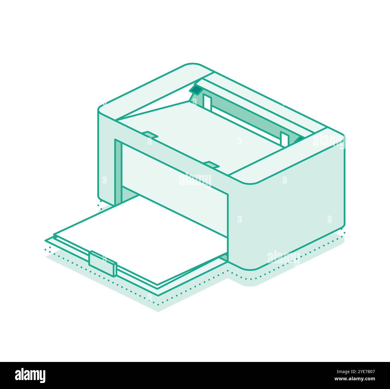 Isometric printer with paper. Vector illustration. Outline object Stock ...