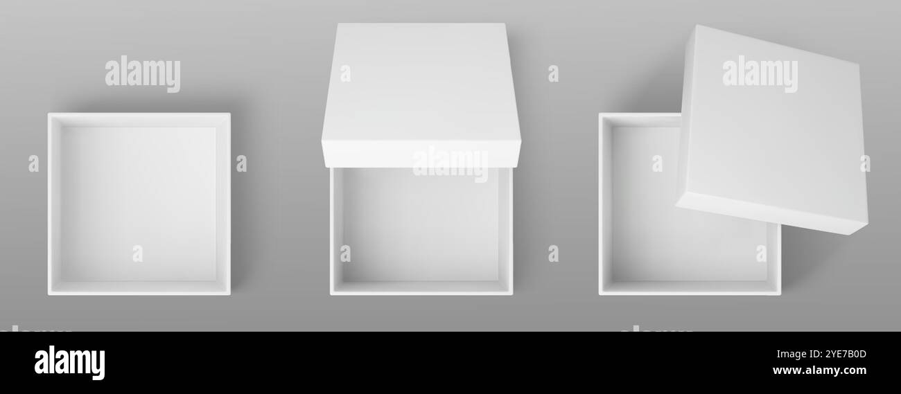 Empty square white box mockups set isolated on background. Vector ...
