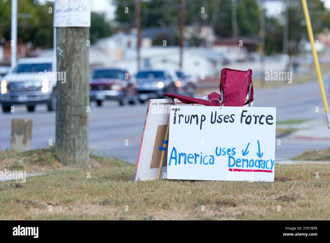 Residents display political signs and slogans as early voting is ...