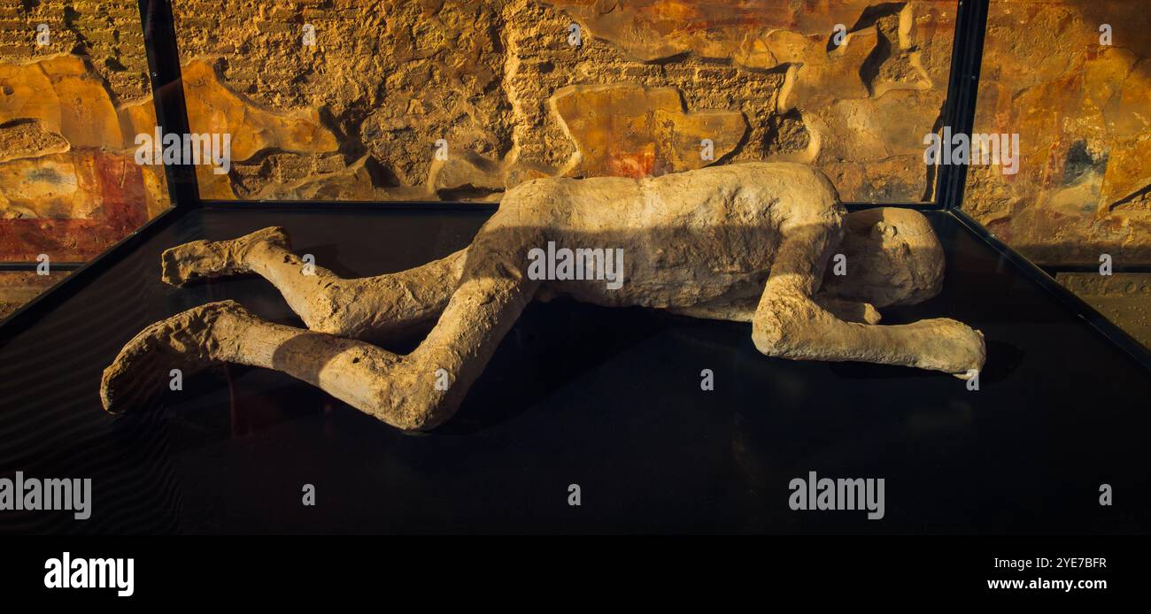 Preserved Remains of victim in Pompei city destroyed by Vesuvius ...