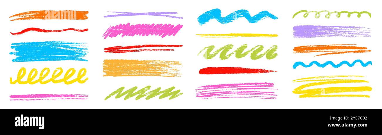 Crayon brush color pencil underline. Crayon pencil line chalk highlight ...