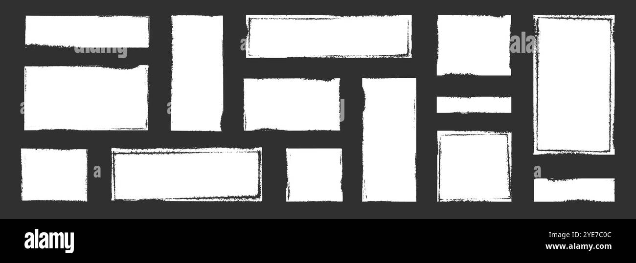 Box brush frame rough shape set. Text box frame rough grunge square ...