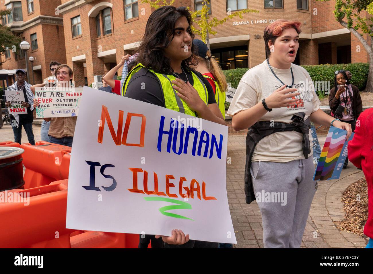 Students opposed to Donald Trump protest outside Georgia Tech before ...