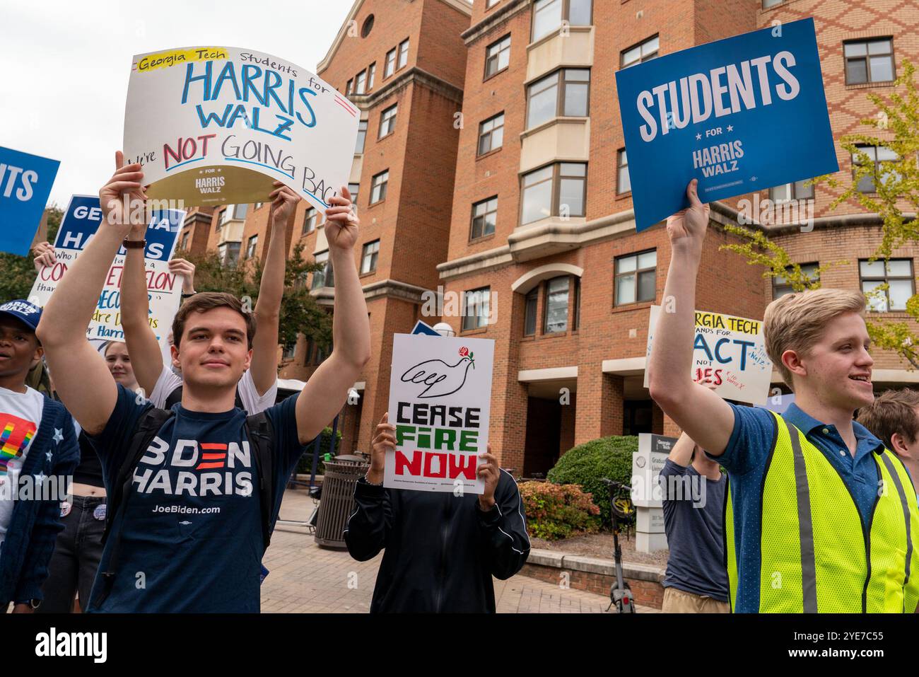 Students opposed to Donald Trump protest outside Georgia Tech before ...