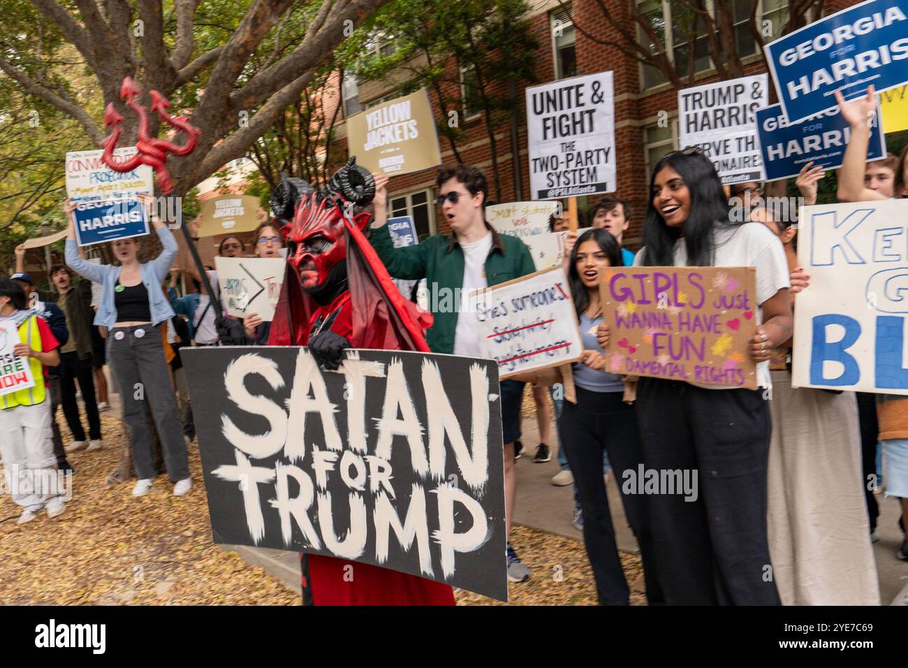 Students opposed to Donald Trump protest outside Georgia Tech before ...