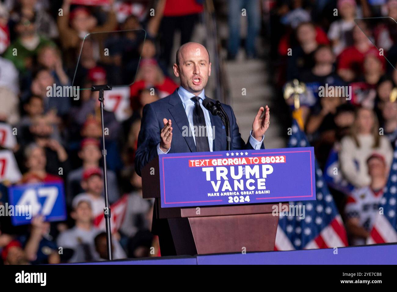 Stephen Miller a Trump political advisor speaks before former President ...