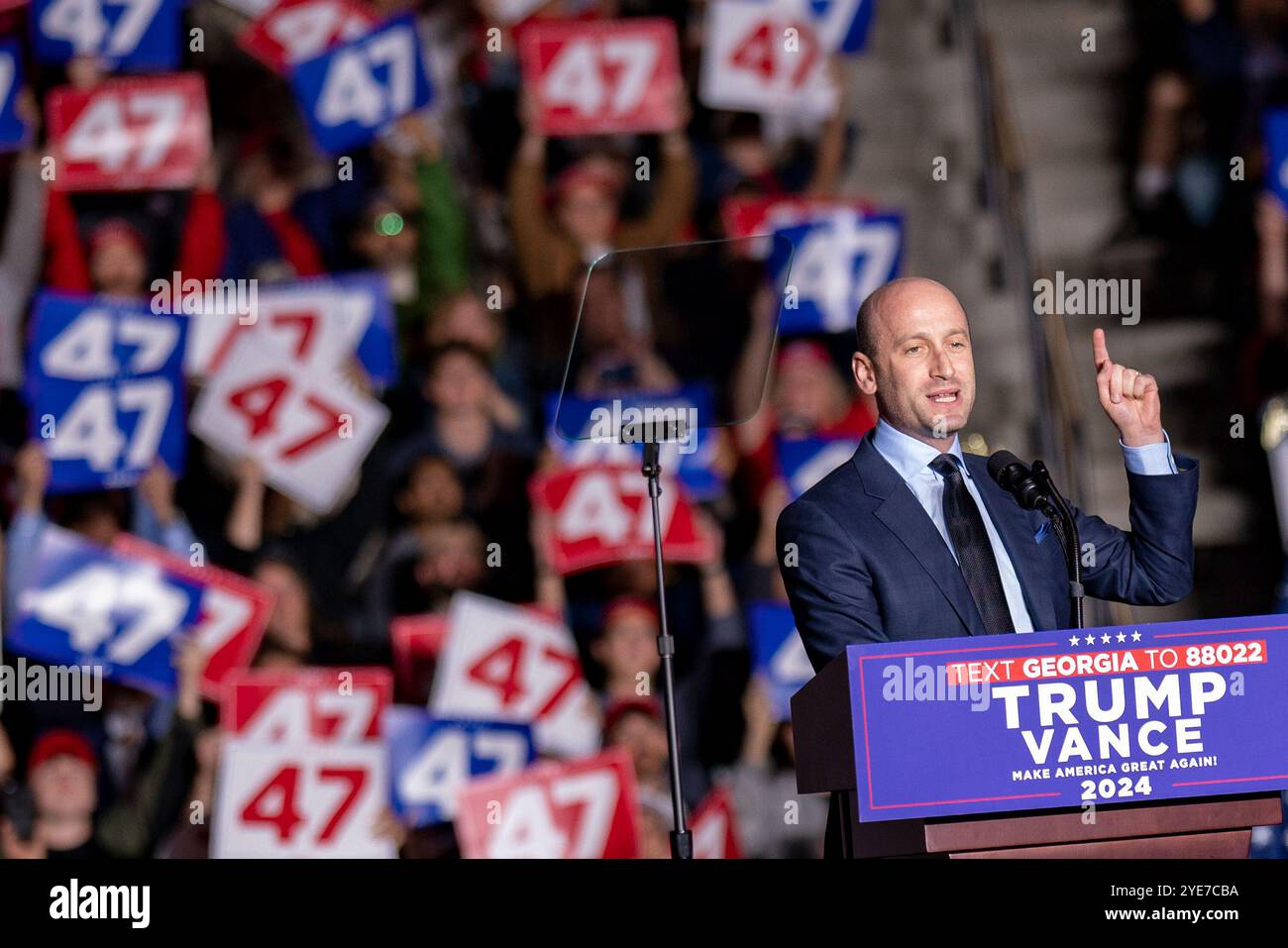 Stephen Miller a Trump political advisor speaks before former President ...