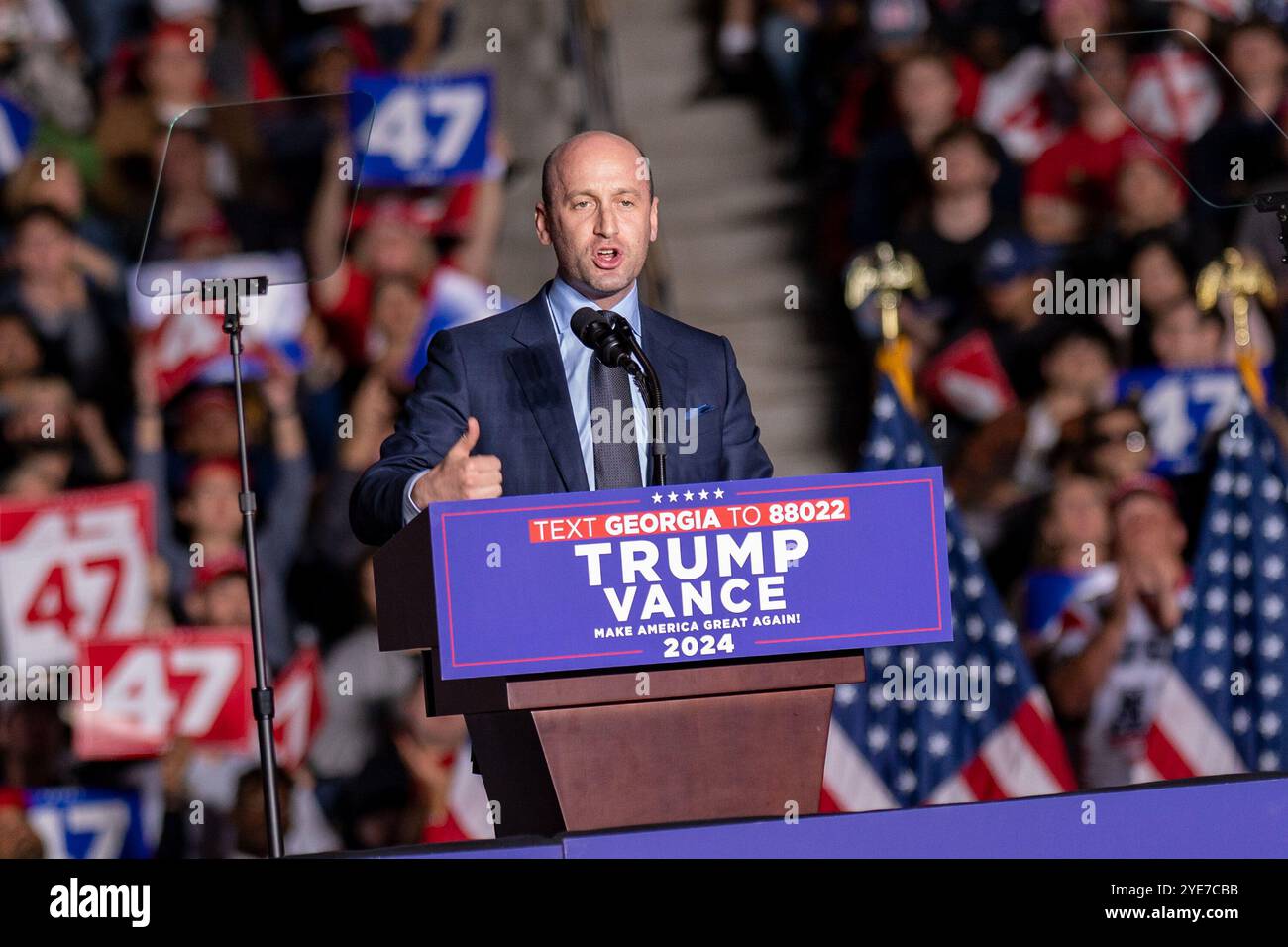 Stephen Miller a Trump political advisor speaks before former President ...