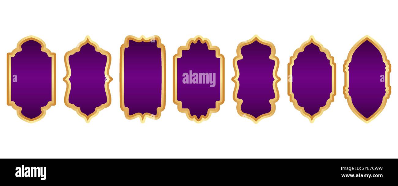 Ramadan golden frame. Islamic window shape. Arabic vector arch. Muslim ...