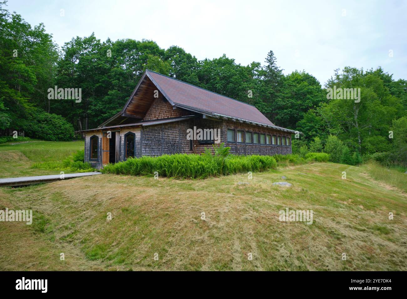 View of the main prayer hall, cedar shingle, all wood. At the Morgan ...