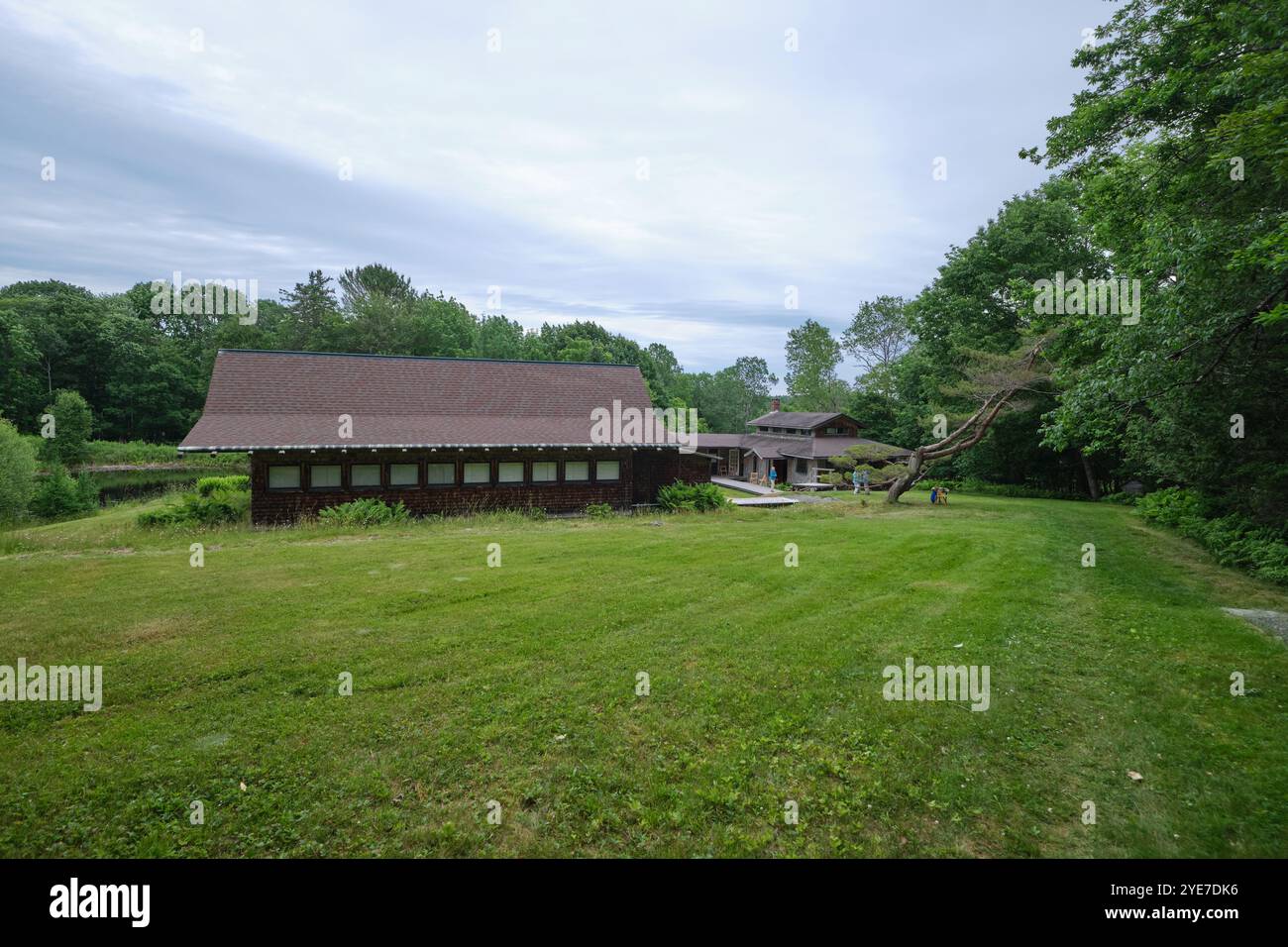 View of the main prayer hall, cedar shingle, all wood. At the Morgan ...