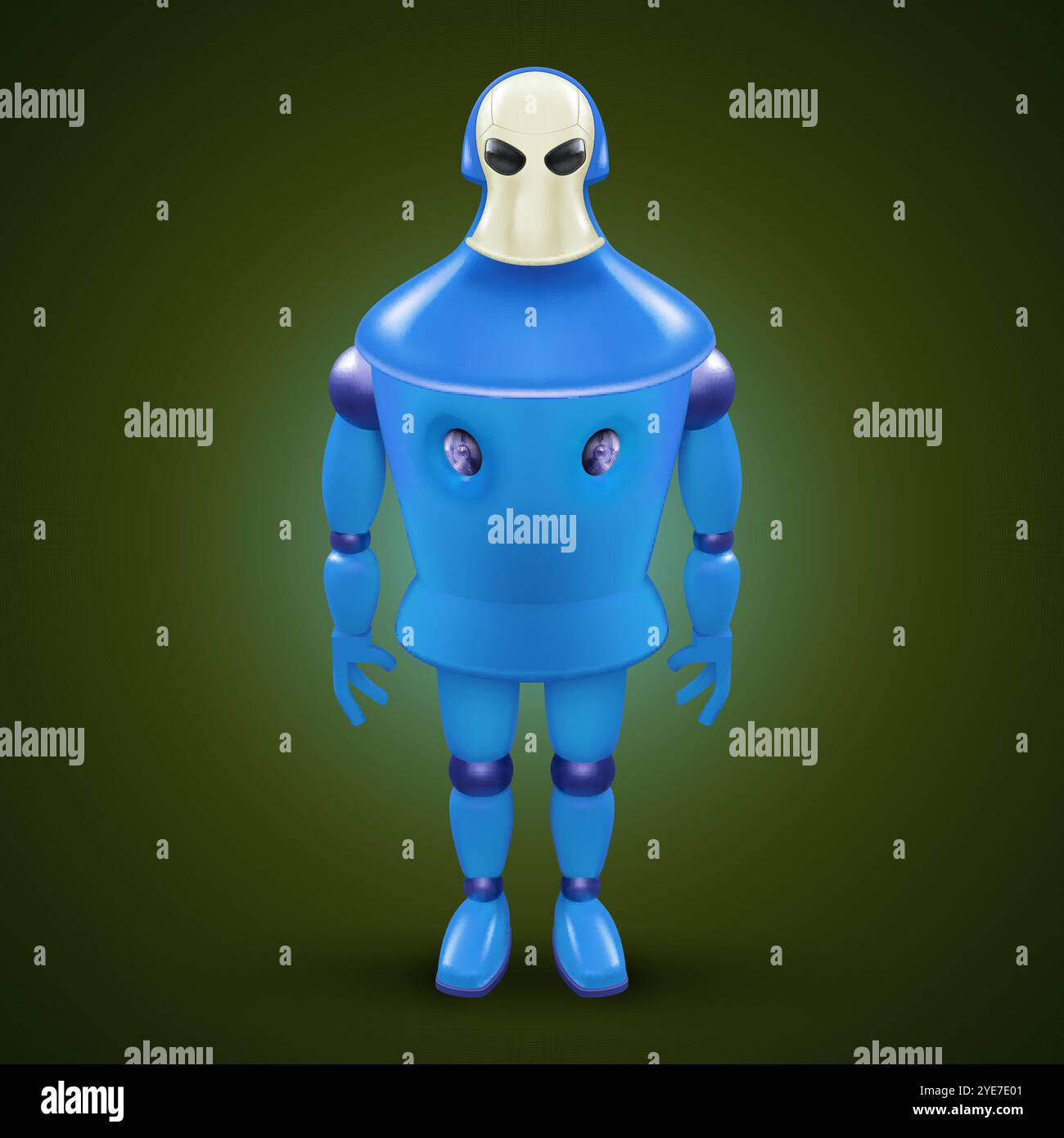 Cute 3D Humanoid Robotic Automation Isolated Icon. Tough Blue Bot ...