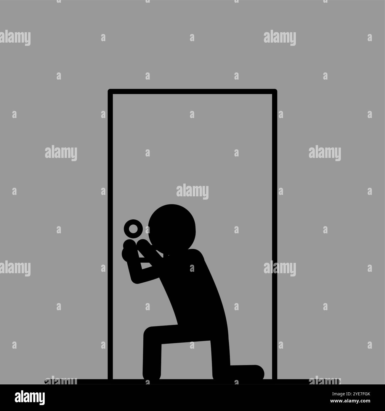 Suspicious person picking the front door key in the dark, Crime ...
